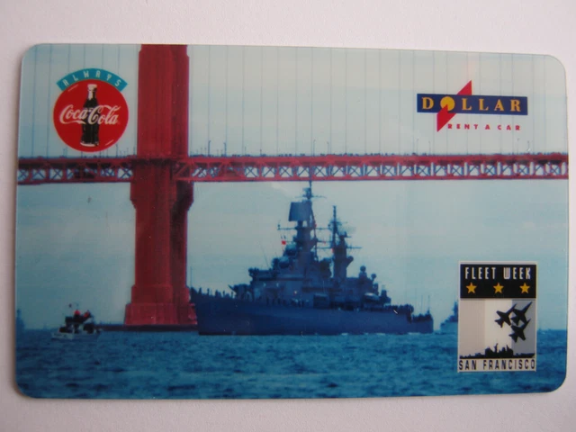TELEFONKARTE, USA HT-TECHNOLOGIES FLEET WEEK Kriegsschiff COKE Logo ...