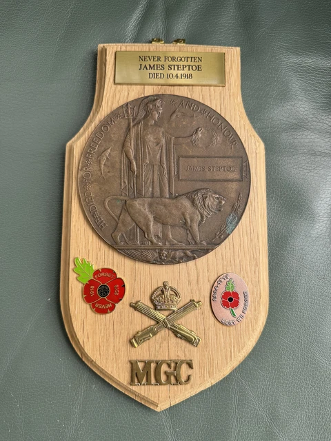 WW1 MEMORIAL PLAQUE - Machine Gun Corps (Infantry) - James Steptoe £49. ...