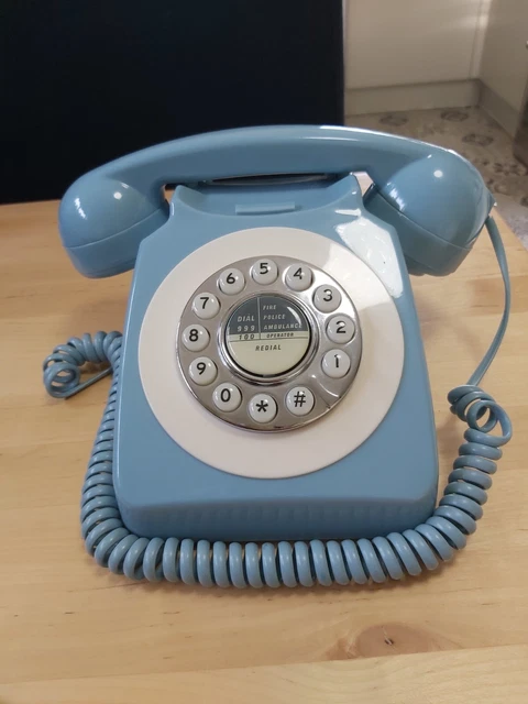 REKA RETRO STYLE Duck Egg Blue Push Button Dial Home Telephone £6.99 ...