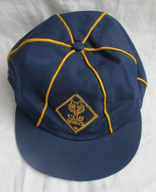 VINTAGE 1960S BSA Cub Scouts Official Uniform Cap/Hat~Blue & Gold Wolf ...