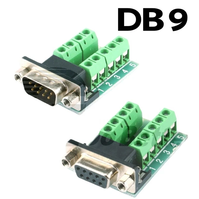 DB9 D-SUB 9-PIN 2 Row Male / Female Adapter RS-232 Breakout Board ...