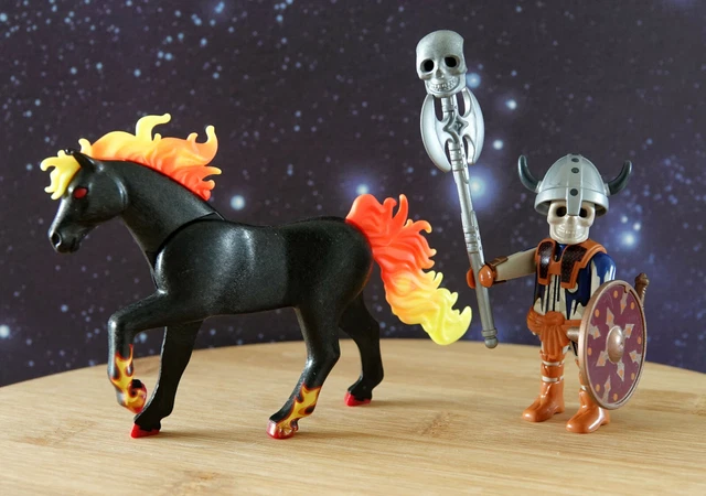 PLAYMOBIL CUSTOM 70149 Figure 20 - Guerrier Squelette + Cheval De Feu ...