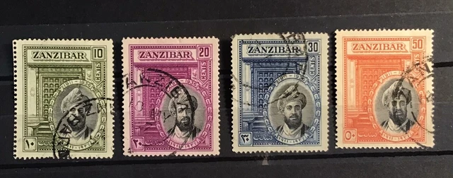 ZANZIBAR 1936 SILVER Jubilee Sultan Stamps Complete Set X4 L.Hinged ...