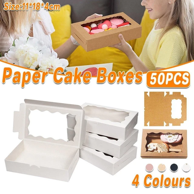 50PCS RECTANGULAR KRAFT Paper Window Box Gift Packaging Boxes Party ...