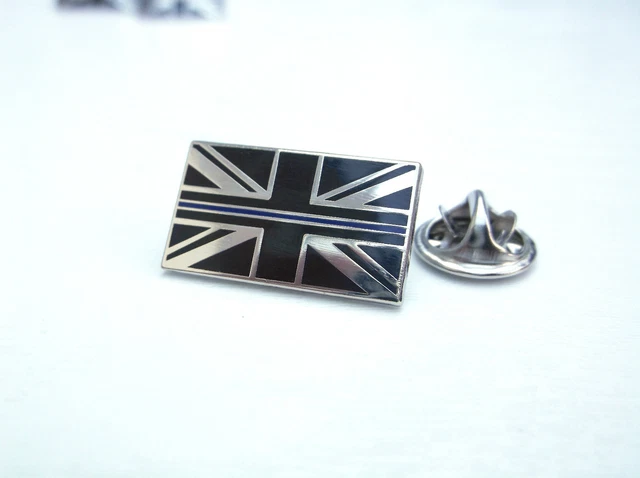 UK UNION JACK Thin Blue Line Police Mourning Band Enamel Lapel Pin Tie ...