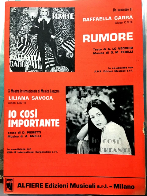 RAFFAELLA CARRA' - RUMORE - Spartito orchestrale da collezione EUR 14 ...