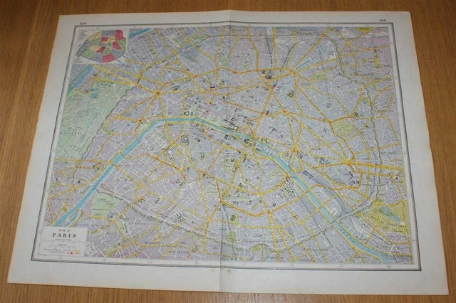 MAPS: STREET PLAN of Paris from Harmsworth's 1922 Atlas of the World £ ...