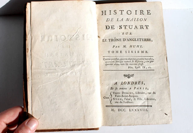 HISTOIRE DE LA MAISON STUART SUR LE TRONE D'ANGLETERRE par M. HUME 1788 ...