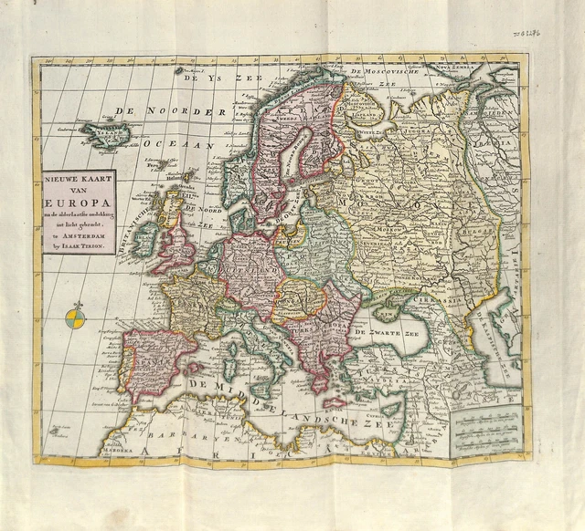 ANTIQUE MAP, TIRION, 1733, Nieuwe Kaart van Europa na de alderlaatste ...