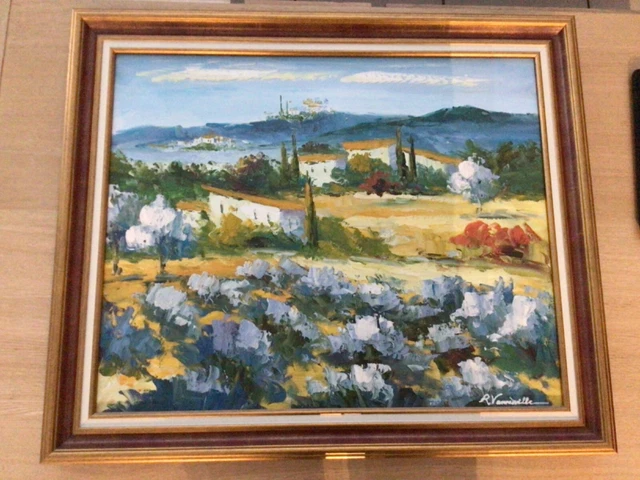 TABLEAU ÉCOLE XXEM,PAYSAGE de Provence huile sur toile signée EUR 25,00 - PicClick FR