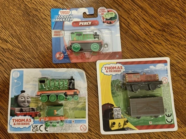 THOMAS TANK & Friends TRACKMASTER PUSH ALONG PERCY METAL TRAIN and 2 ...