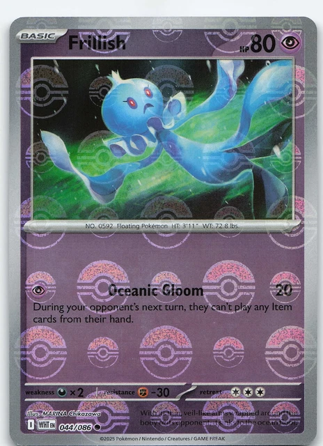 FRILLISH (POKE BALL Pattern) 044/086 Common Holo SV: White Flare NM ...