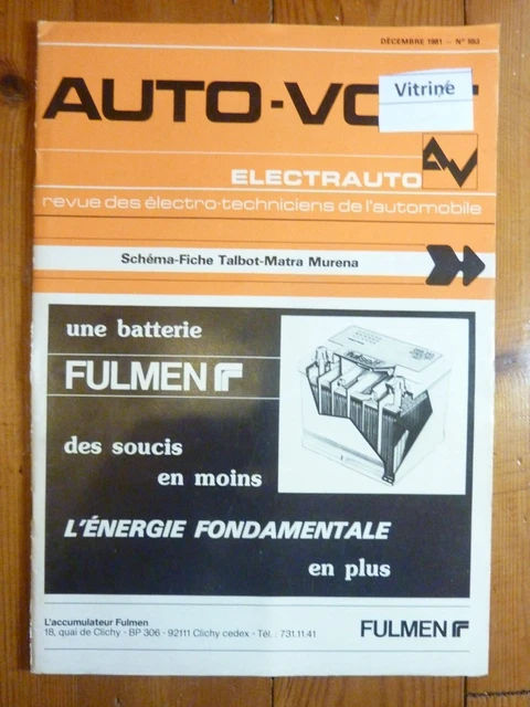 MURENA REVUE TECHNIQUE Electronic Auto Volt Talbot Simca EUR 21,00 ...