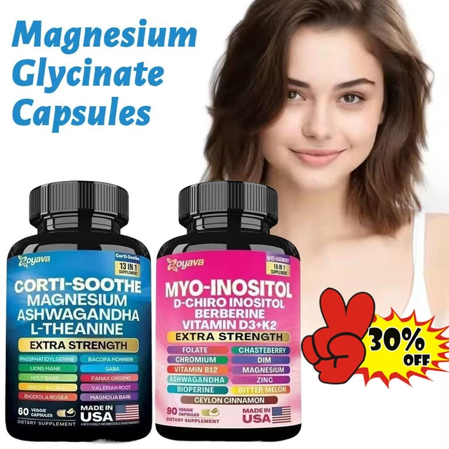 16-IN-1 MAGNESIUM GLYCINATE Supplement Capsules Sleep Booster 60/90 ...