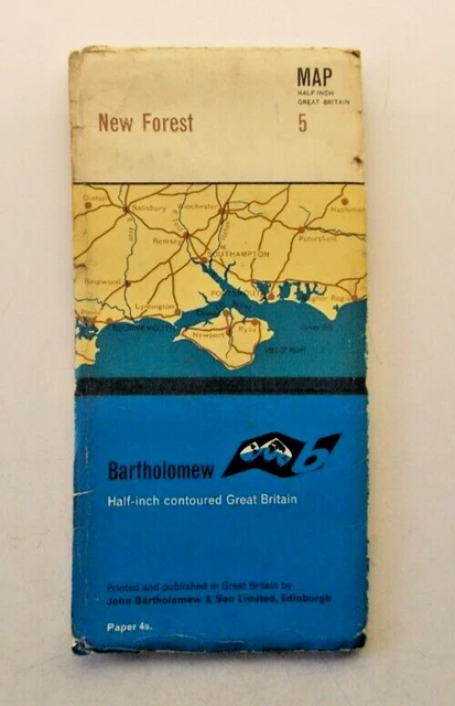 BARTHOLOMEW HALF-INCH CONTOURED map New Forest Sheet 5 1966 paper £4.99 ...