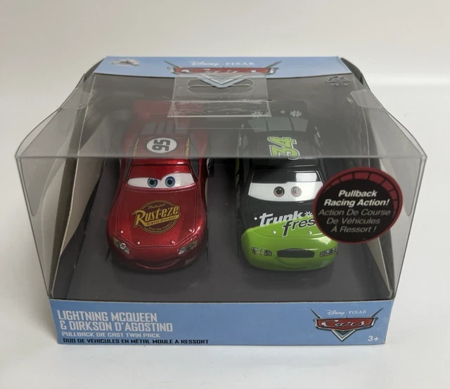 DISNEY PIXAR CARS Lightning Mcqueen & Dirkson D'Agostino Pull Back ...