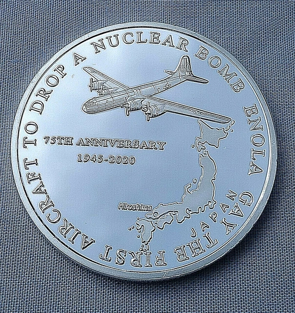 ENOLA GAY SILVER Coin Bomber Hiroshima 1945 OMD Song Nagasaki WW2 Nuke ...