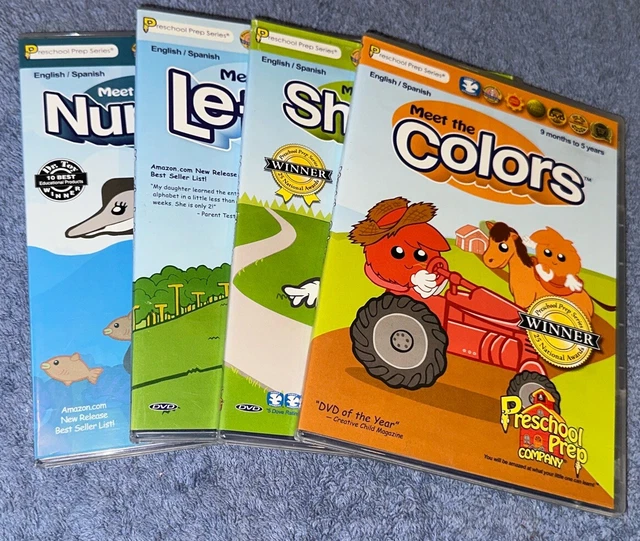 4 DVD LOT Preschool Prep Meet The Shapes, Colors, Numbers, Letters £14. ...