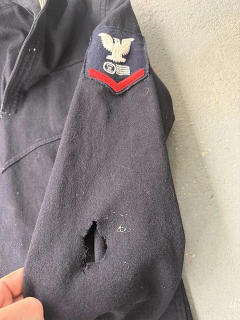 VINTAGE 1940’S WW2 Navy Wool Coat U.S.S New Navy Clothing Factory Mens ...