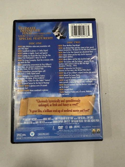 MONTY PYTHON AND the Holy Grail DVD 2001 Special Edition Comedy Gilliam ...
