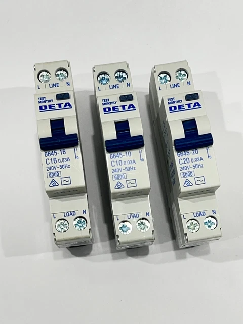 DETA 10A 16A 20A Residual Circuit Breaker Overload Protection 240V C10 C16 C20 $19.50 - PicClick AU