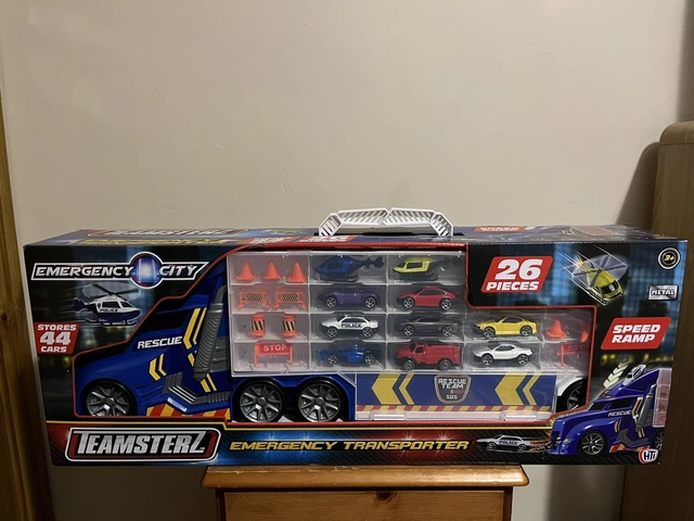 MEGA CAR TRANSPORTER Teamsterz Emergency City 26 pieces Christmas Gift ...