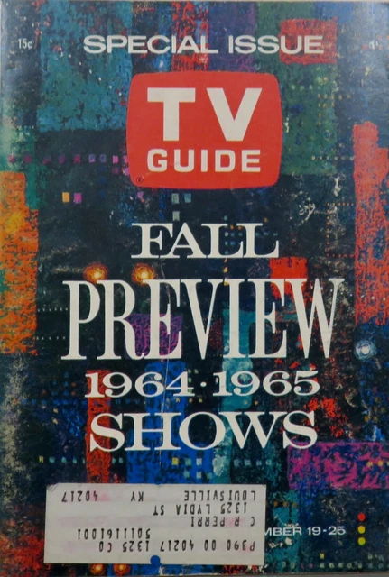 TV GUIDE FALL Preview Issue, 1964-1965 - Beatles Premier Repeat ...