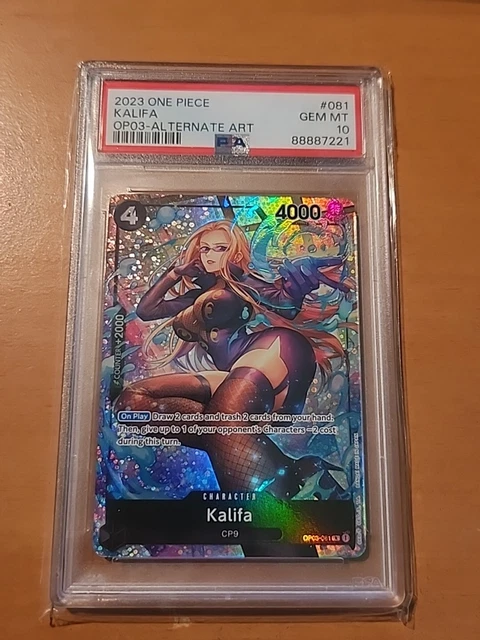 ONE PIECE PILLARS of Strength INGLESE OP03-081 Kalifa R Alt Art PSA 10 Gemme In perfette ...