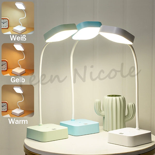 LED SCHREIBTISCHLAMPE NACHTTISCHLAMPE Dimmbar Leselampe Flexibel USB ...