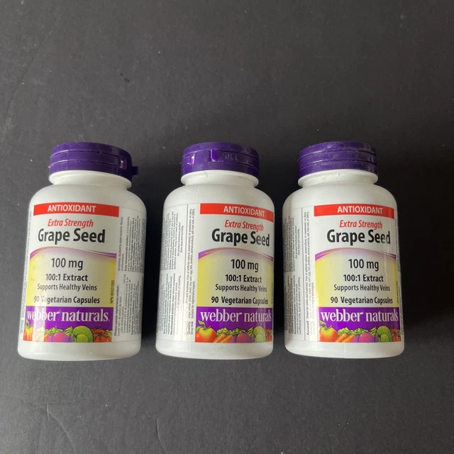 3 GRAPE SEED Extract 100mg Extra Strength Antioxidant 90 Caps Herbal ...