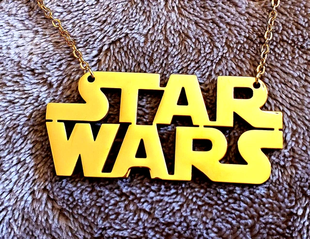 GOLD STAR WARS Logo Pendant Necklace Andor Mandalorian Darh Vader Obi ...