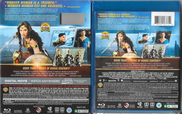 WONDER WOMAN-2017-2 BLU Ray+Slipcover-English/French-Free Ship In ...