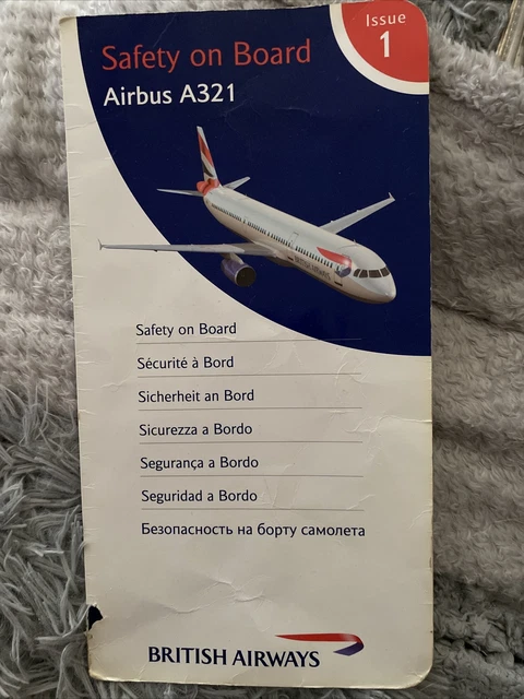 BRITISH AIRWAYS SAFETY Card Airbus A321 Issue 1 £0.99 - PicClick UK
