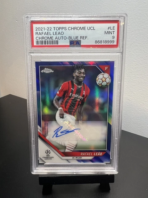 CARTE PSA 9 Topps Chrome Autographe Blue Refractor Rafael Leao 132/150 Milan Ac EUR 1,00 ...