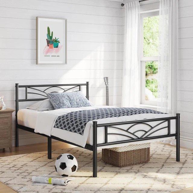 3FT SINGLE DOUBLE BED Frame with Elegant Cloud Design Headboard & Under ...