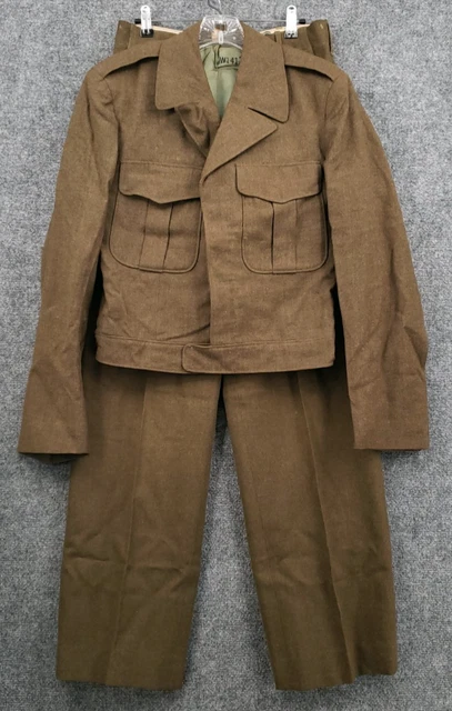 VINTAGE WW2 MILITARY Pants Suit Mens 38L Brown WWII US Army Field ...
