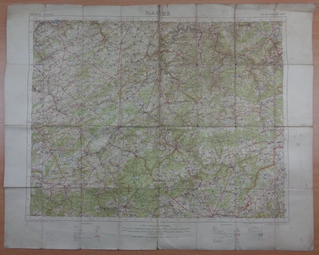 ORIGINAL WW1 ERA British map featuring BASTOGNE, HOUFALIZE, MARCHE ...