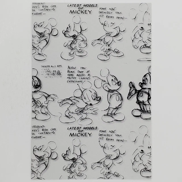 MICKEY MOUSE POSTCARD True Original 90 Years of Magic Korea Model Sheet ...