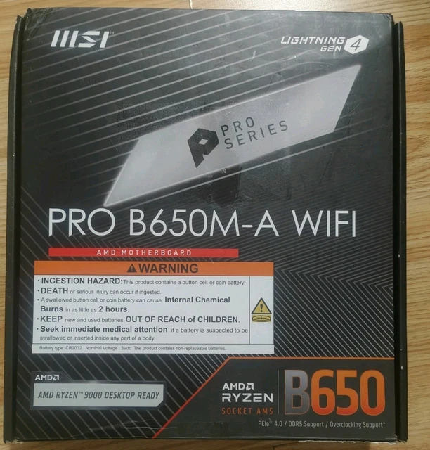 MSI PRO B650M-A WIFI Micro ATX Motherboard SATA Socket AM5 AMD B650 ...