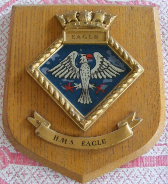 VINTAGE HMS EAGLE Hand Painted Royal Navy Ship Badge Crest Shield ...