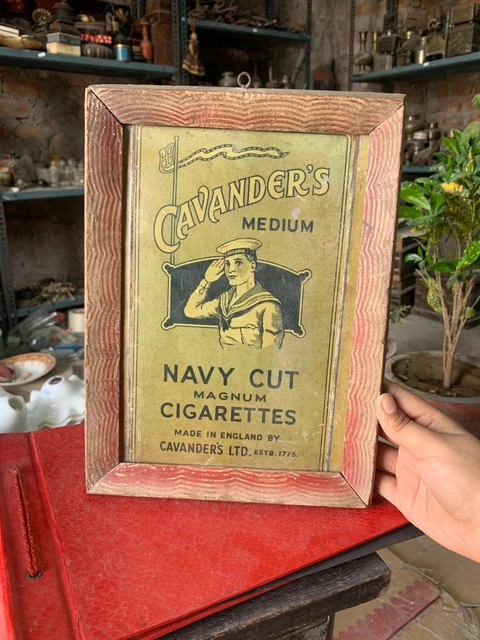 VINTAGE OLD CAVENDER'S Navy Cut Medium Cigarettes Adv. Litho Tin Sign ...