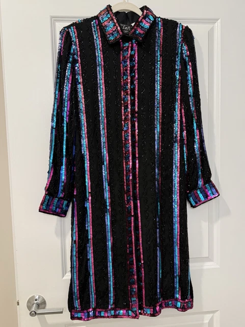 RARE VINTAGE JEAN for Joseph Le Bon Sequin Embellished 100% Silk Dress ...