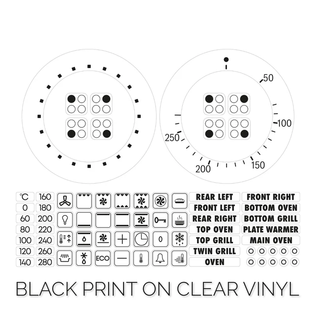 4 RING STOVE Stickers Decals Symbols Words For Hob Cooker Top Oven £6. ...