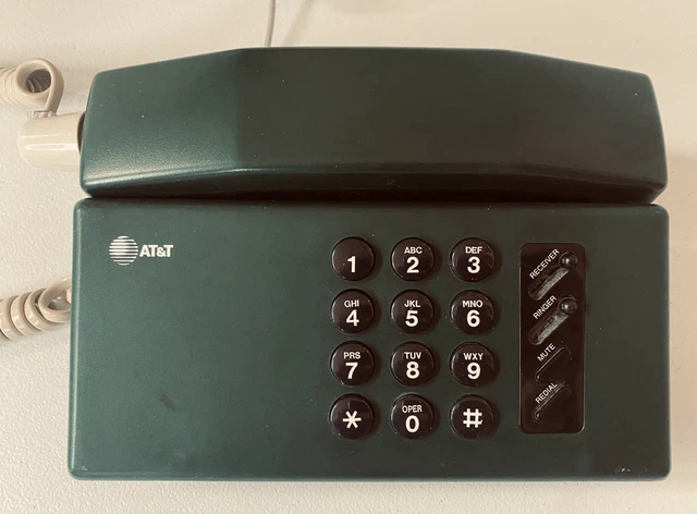 VTG AT&T PUSH BUTTON Forest Green Table/Desk Top 1980s Landline Approx ...