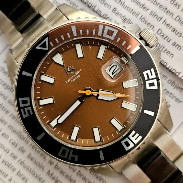OROLOGIO UOMO DIVER Richter&Sohne Germany Steel Men's 20BAR Immersion ...