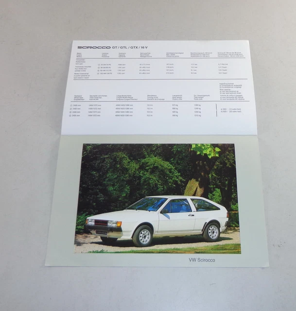 PROSPEKTBLATT PROSPEKT VW Scirocco II Typ 53 b Karmann GT / GTL / GTX ...