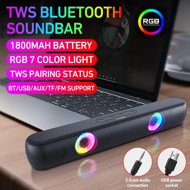 BLUETOOTH STEREO RGB Sound USB Computer Speakers Soundbar Laptop Tablet ...