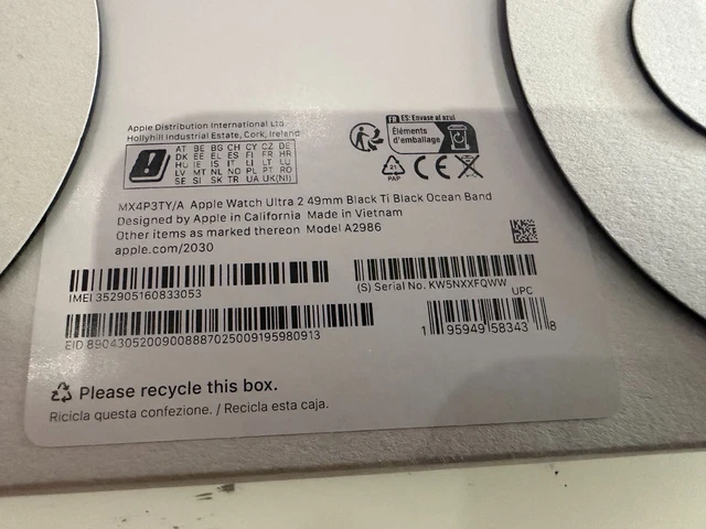 APPLE WATCH ULTRA 2 Tit. Black 49mm A2986 Black Silicon Ocean Band ...