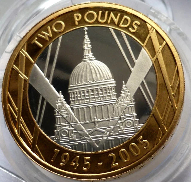 2005 SILVER PIEDFORT £2 COIN END OF WW2, EXCELLENT, DOUBLE WEIGHT COIN ...