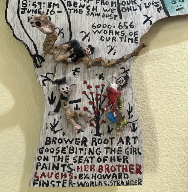 HOWARD FINSTER SIGNED 1987 Folk Art Painted Wood Cutout Outsider Art ...